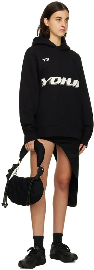 Y3 Logo Printed Long Sleeve Hoodie