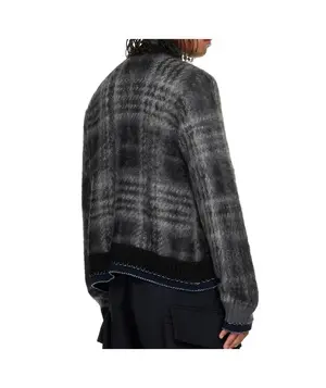 Sacai Plaid Mohair Knit Cardigan