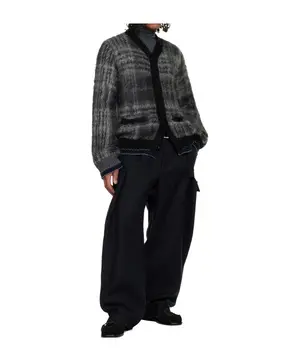 Sacai Plaid Mohair Knit Cardigan