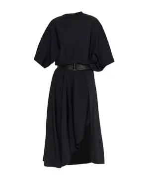 Alaïa Draped Belted Dress - Black