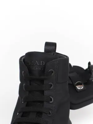 Prada Wheel Re-nylon High-top Sneakers With Detachable Pouch