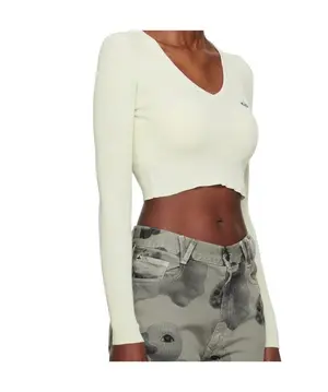 VIVIENNE WESTWOOD V-neck Cropped Fine Knit Sweater - No