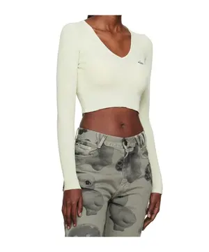 VIVIENNE WESTWOOD V-neck Cropped Fine Knit Sweater - No