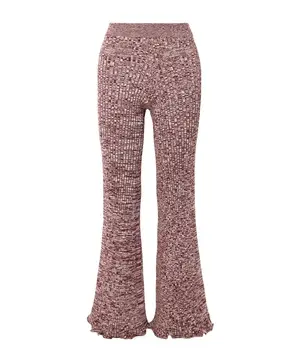 Rabanne Ribbed Knit Flare Pants - Red