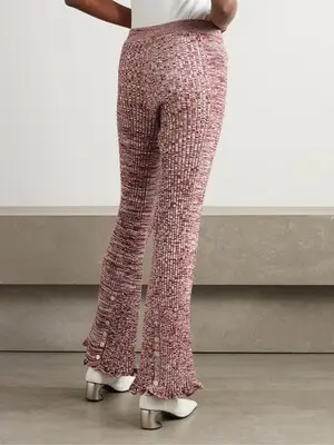 Rabanne Ribbed Knit Flare Pants - Red