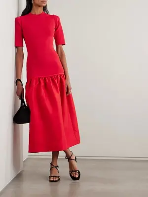 TOTEME Twinflower Gathered Midi Dress - Red