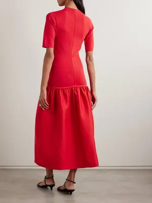 TOTEME Twinflower Gathered Midi Dress - Red