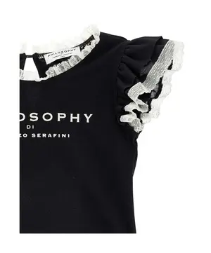 Philosophy Di Lorenzo Serafini Lace-trimmed Ruffled Sleeve Top