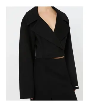 Sportmax Notched Lapel Cropped Jacket - Black