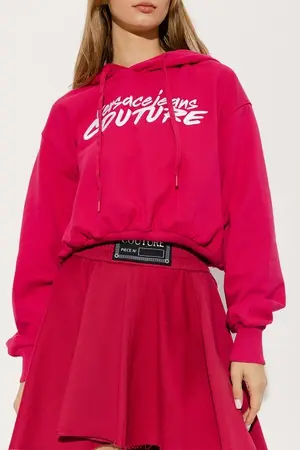 Versace Logo Embroidered Drawstring Hoodie