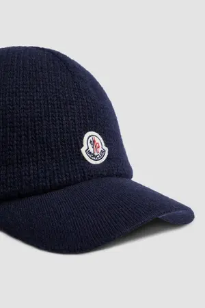 Moncler Logo Patch Knitted Baseball Cap - Indigo