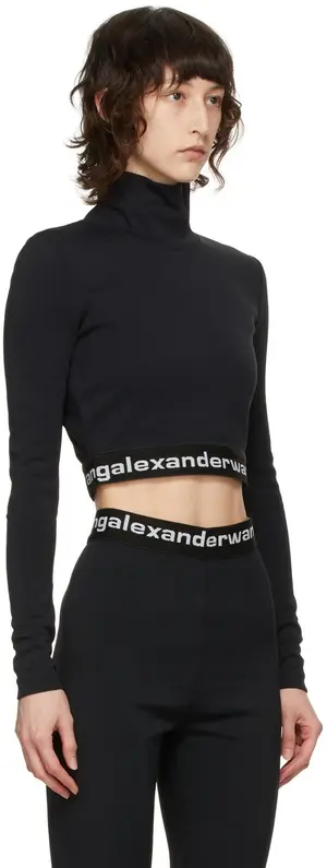 Alexander Wang Cropped Long Sleeve Top With Logo Band