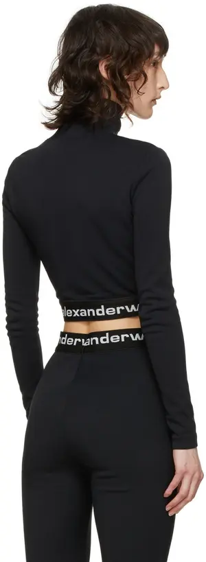 Alexander Wang Cropped Long Sleeve Top With Logo Band