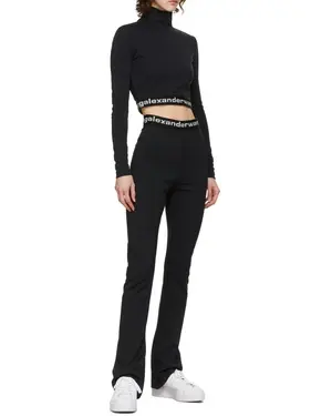 Alexander Wang Cropped Long Sleeve Top With Logo Band