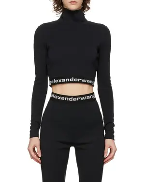 Alexander Wang Cropped Long Sleeve Top With Logo Band