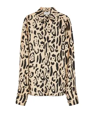 Sportmax Animal Print Long Sleeve Shirt - Camel