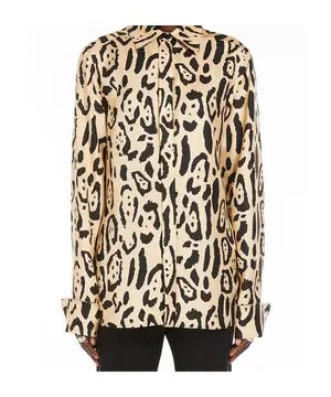 Sportmax Animal Print Long Sleeve Shirt - Camel