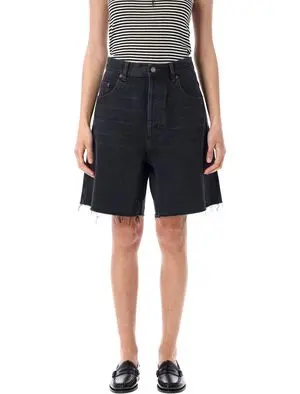 Saint Laurent Distressed Denim Bermuda Shorts