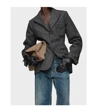MAISON MARGIELA Single-breasted Blazer - Dark Gray