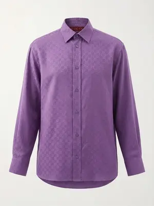 Gucci Gg Jacquard Oversized Shirt - Purple