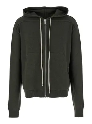 Rick Owens Contrast Drawstring Zip Hoodie