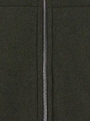 Rick Owens Contrast Drawstring Zip Hoodie