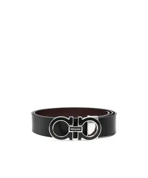 FERRAGAMO Salvatore Ferragamo Gancini Reversible Belt Black