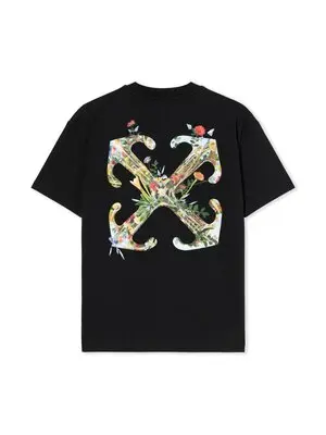 Off-White Arrow Flower Printed Crewneck T-shirt - Black