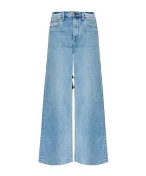 Rag & Bone Logo Patch Wide Leg Jeans - Blue