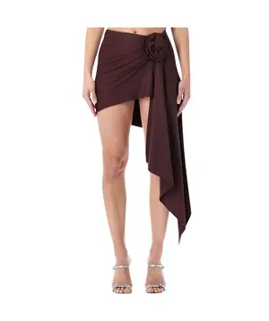 Magda Butrym Floral Appliqué Draped Mini Skirt - Brown