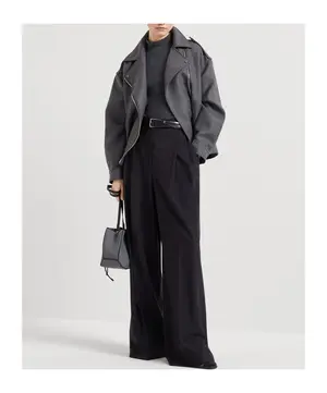 Brunello Cucinelli High-neck Half-sleeve Ribbed Jumper With Monili Chain Detail