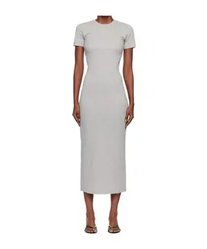 MARINE SERRE Short Sleeve Ribbed Dress