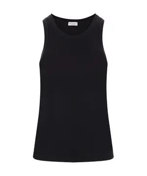 Brunello Cucinelli Embellished Round Neck Tank Top - Black