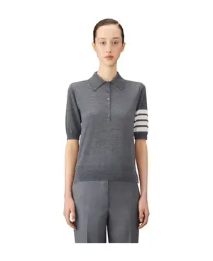 Thom Browne Four-bar Stripe Detail Short Sleeve Polo