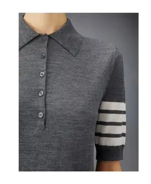 Thom Browne Four-bar Stripe Detail Short Sleeve Polo