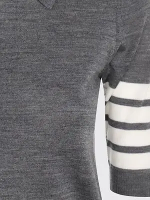 Thom Browne Four-bar Stripe Detail Short Sleeve Polo - Medium Gray