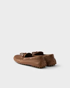 Prada Leather Driving Shoes - Cognac
