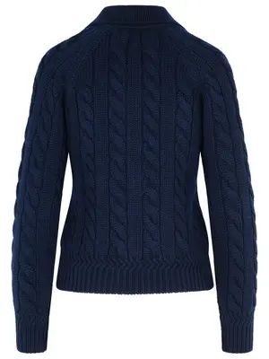 Bally Logo Patch Cable Knit Buttoned Jumper - No
