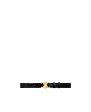 Celine Medium Triomphe Belt In Alligator - Black