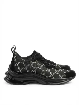 Gucci Run Gg Crystal Mesh Sneakers - Black