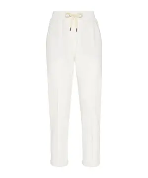 Brunello Cucinelli Drawstring Tapered-leg Sweatpants - White
