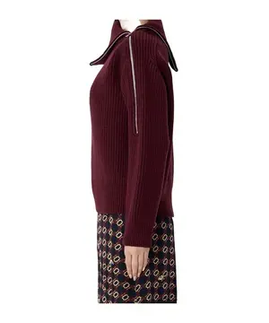 Dries Van Noten Wool Sweater With Asymmetrical Neckline And Zip Detail