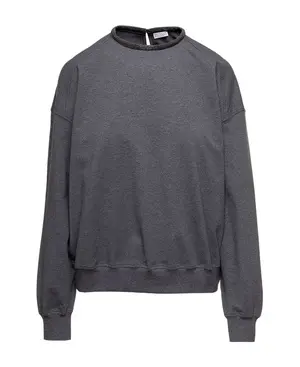Brunello Cucinelli Mélange Sweatshirt With Bead Embellishment - Grey