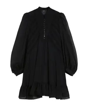 Max Mara Flared Hem Mini Dress With Lace Detail - Black