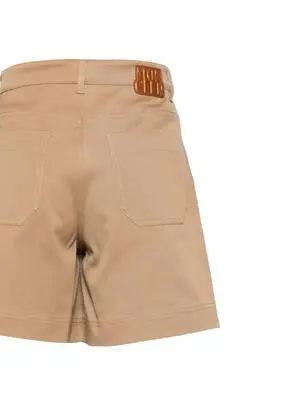 Moncler Organic Cotton Gabardine Logo Patch Pocket Shorts