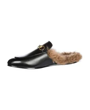 Gucci Princeton Fur Mules With Gold Hardware