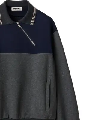 Miu Miu Two-toned Polo Sweatshirt - Anthracite/blue