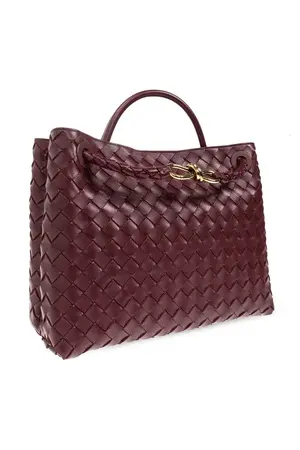 Bottega Veneta Woven Shoulder Bag With Braided Handles - Dark Red