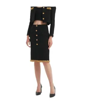 Marissa Chiara Button Detailed Mini Dress With Embellished Hem