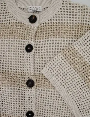 Brunello Cucinelli Cropped Cardigan With Sequined Stripes